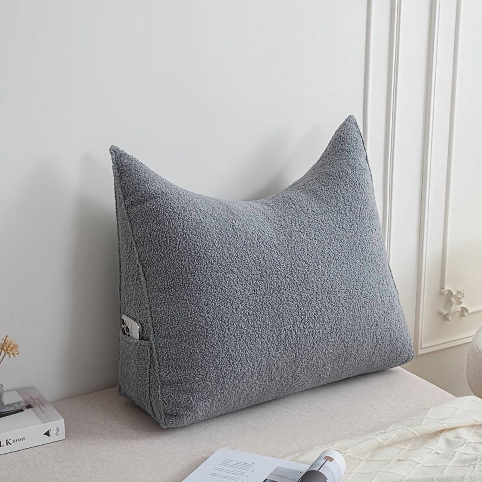 1pc Casual Style Adult Teddy Velvet Triangular Backrest Pillow, Hand ...