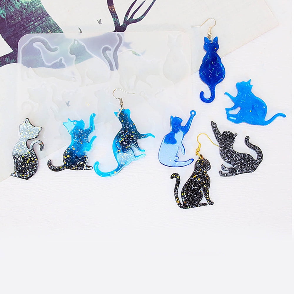 1pc Cat Shape DIY Pendant Silhouette Silicone Molds Resin Casting Molds ...