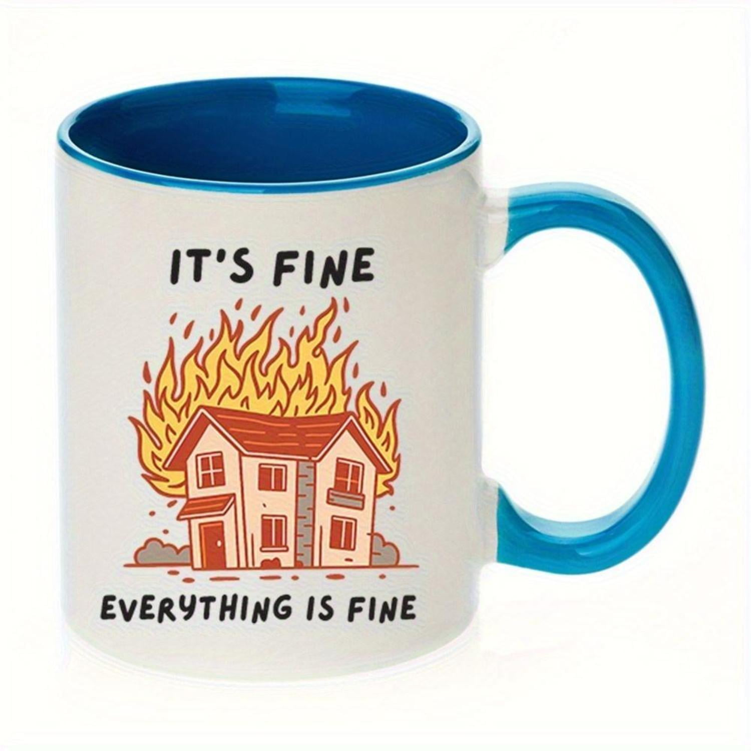 1pc Ceramic Mug 11oz Romantic Ceramic Coffee Cup with A House on Fire ...
