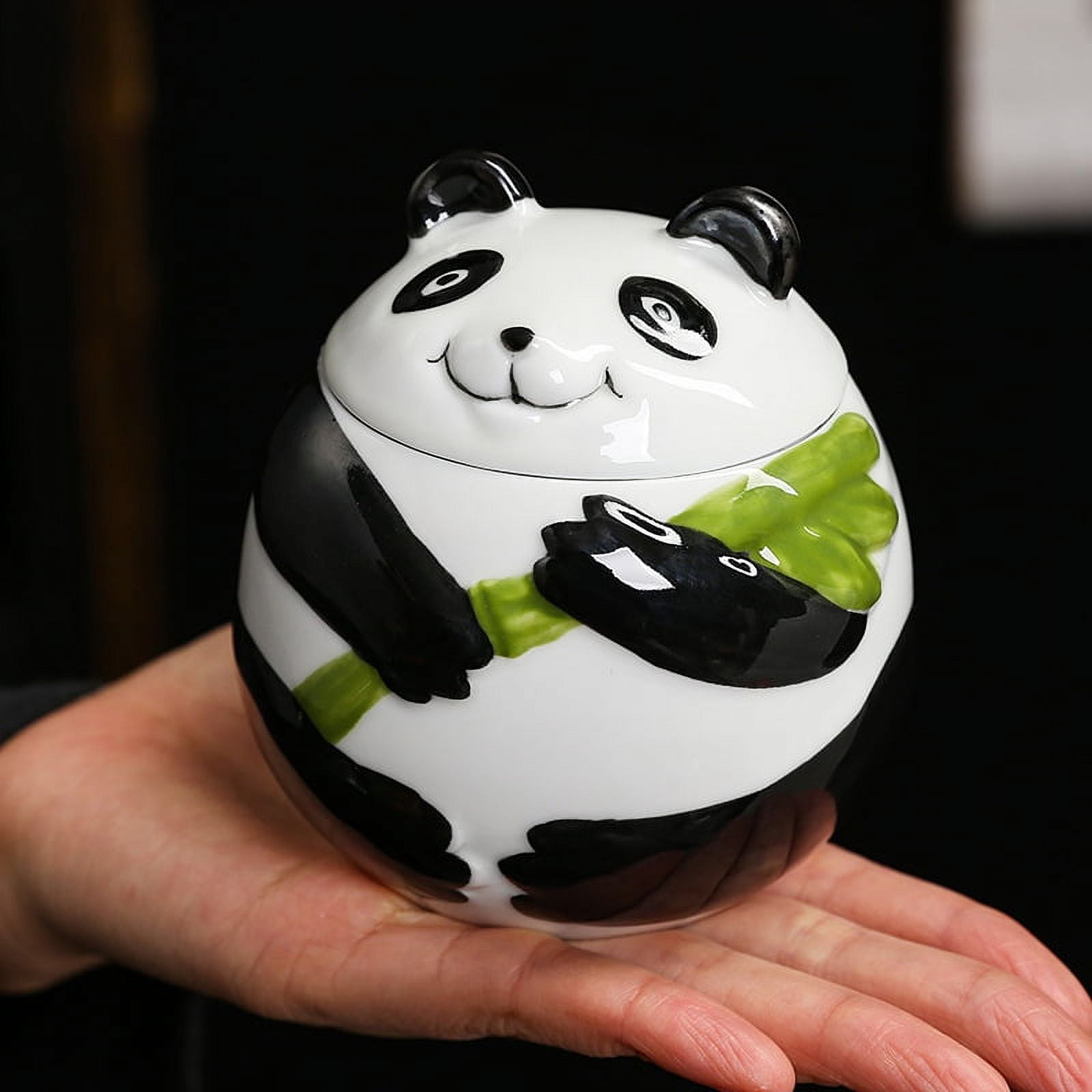 1pc Ceramic Tea Canister Panda Cookie Jar Chinese Style Tea Caddy ...