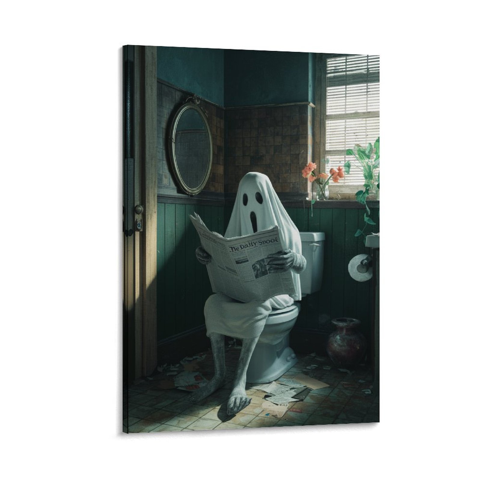 1pc Charming Ghost Toilet Modern Quirky Art 2 Pictures Print Wall Art ...