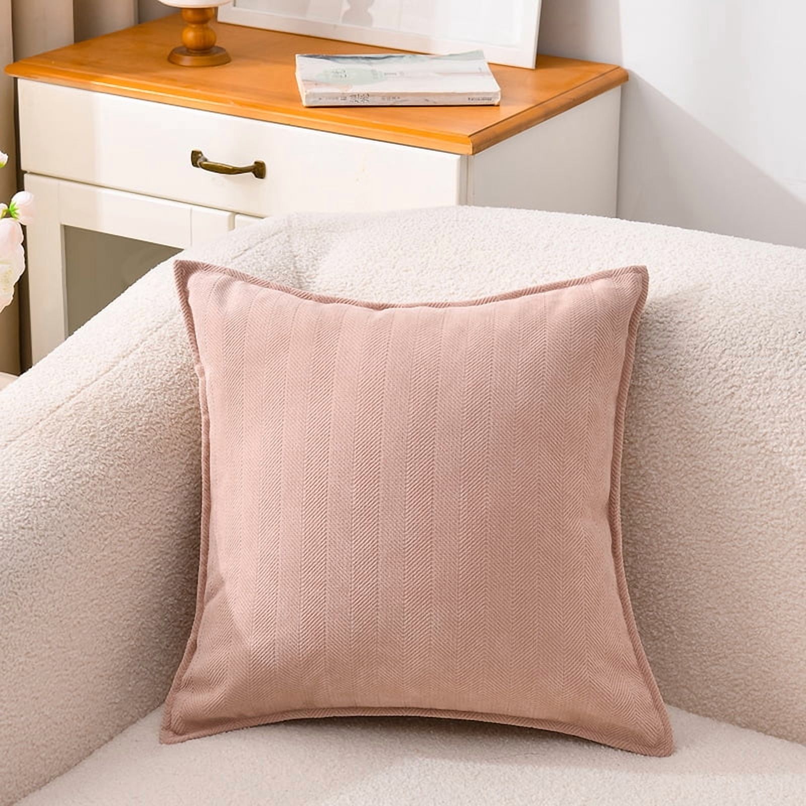 1pc Chenille Pillow Cover Herringbone Jacquard Decorative Cushion Cover ...