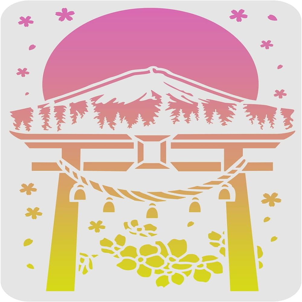 1pc Cherry Blossoms Stencil 29.7x21cm Plastic Japanese Shrine Drawing ...
