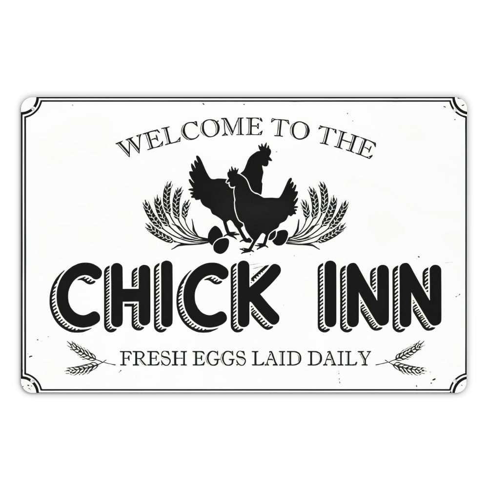 1pc Chicken Vintage Metal Tin Sign, "Welcome to The Chick Inn Fresh ...