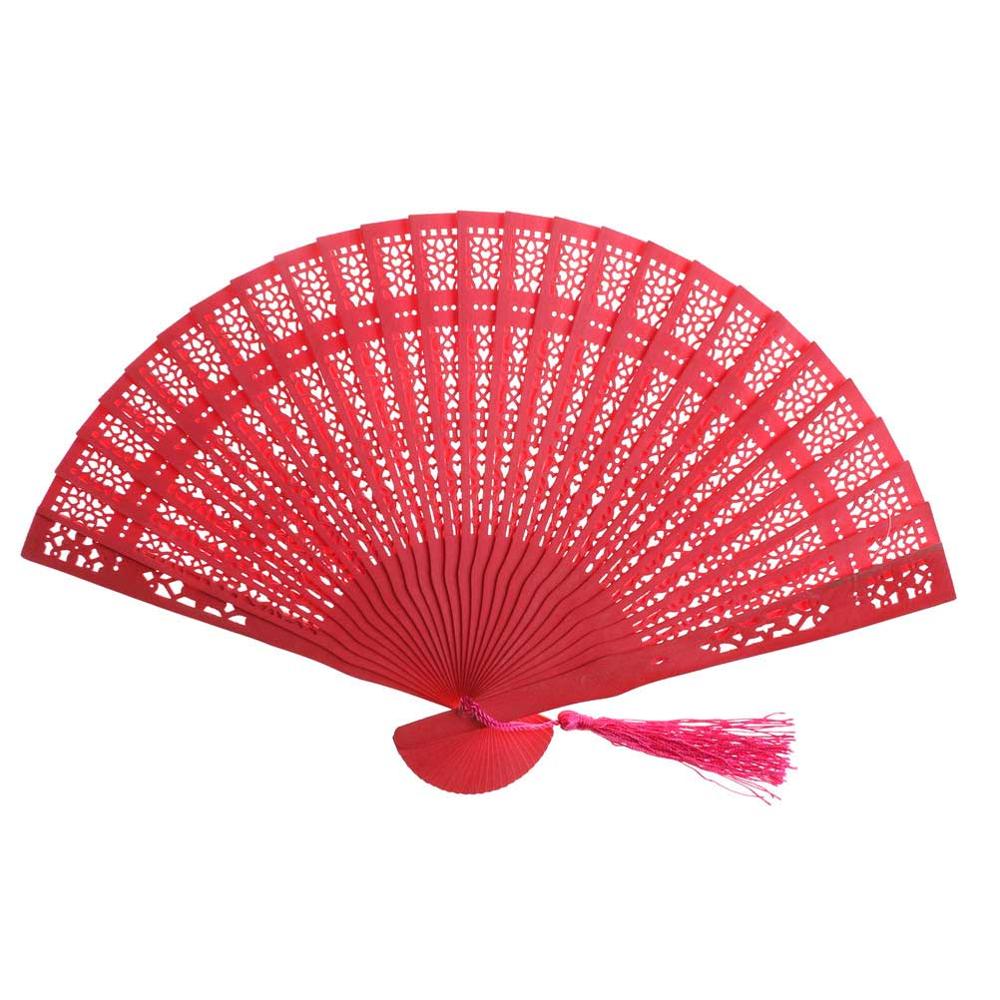 1pc Chinese Vintage Wood Hollow Carved Hand Fan Foldable Fan Gifts Home ...
