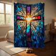 1pc Christian Religious Flannel Blanket - The glowing cross design ...