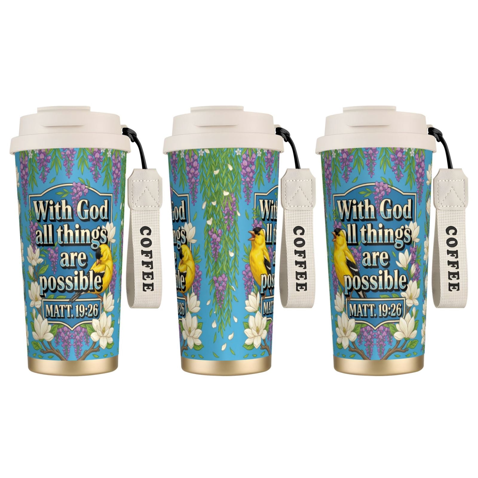 1pc Christianity Tumbler 18oz Motivational Bible Verse & Lilies, Leak ...