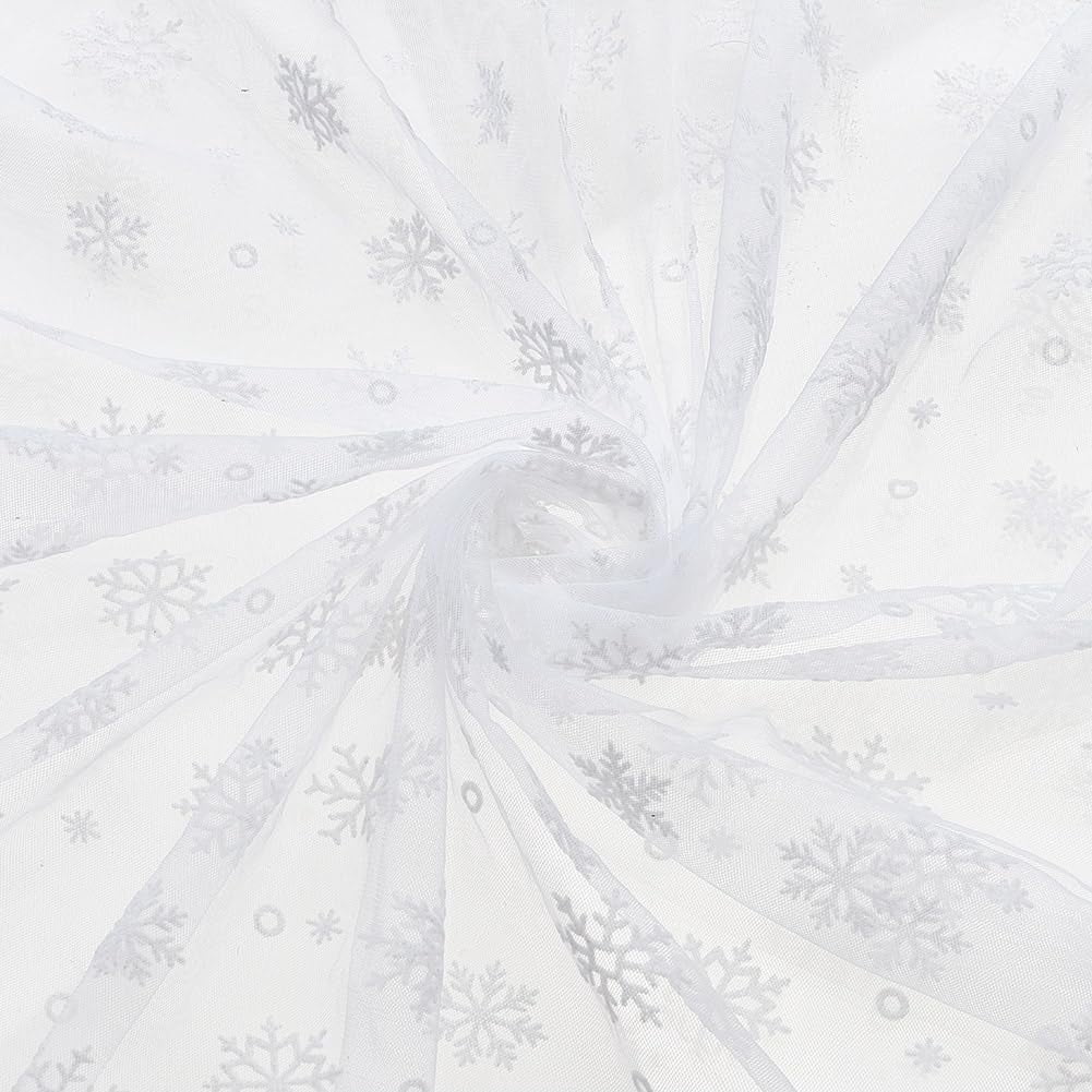 1pc Christmas Nylon Snowflake Pattern Gauze Fabric DIY Crafts Supplies ...