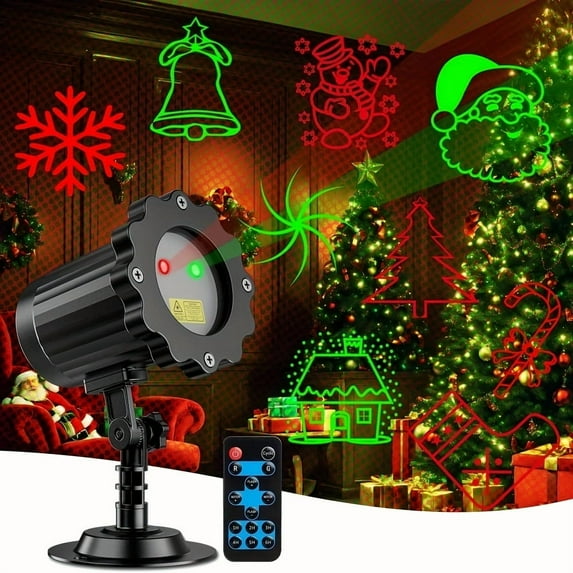 1pc Christmas Red Green Pattern Light Projector Santa Tree Snowflake ...