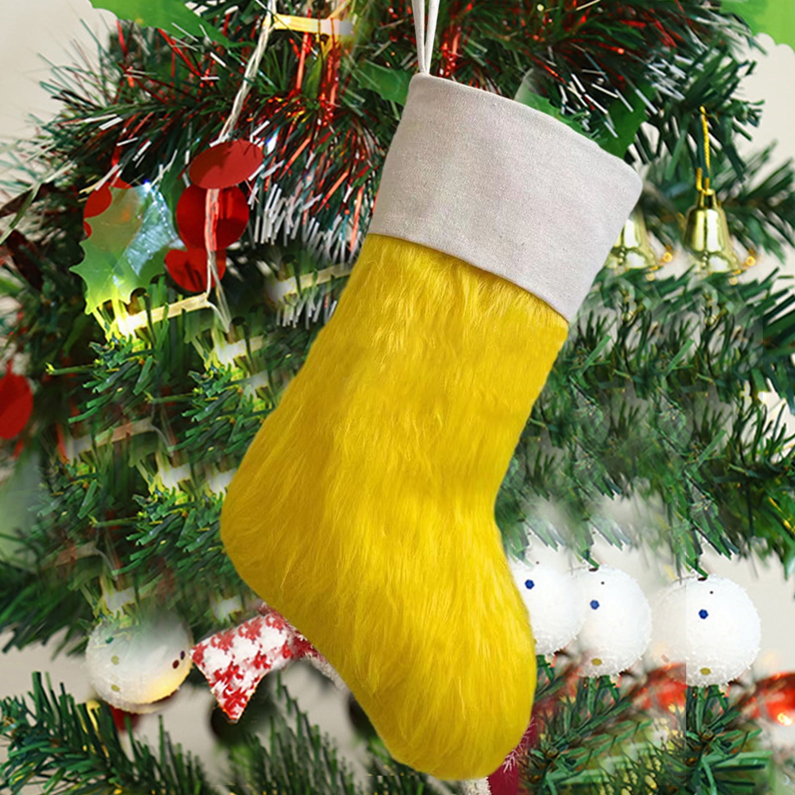 1pc Christmas Stockings, CXALSSY Personalized Fur Christmas Stockings ...