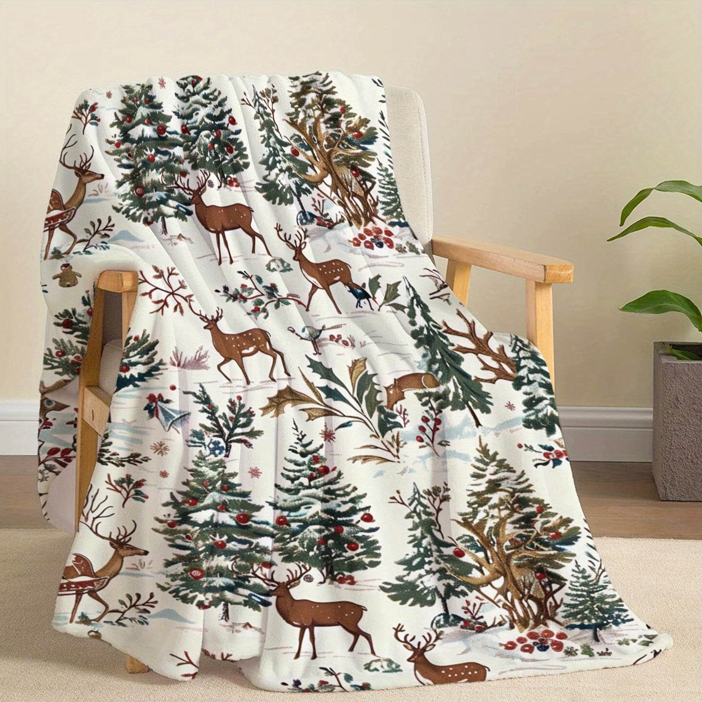 1pc Christmas Theme Flannel Blanket, Soft & Cozy Throw for Bed, Sofa ...
