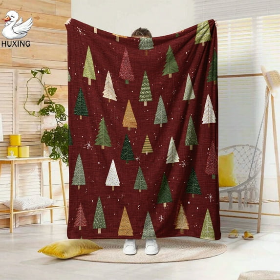 1pc Christmas Tree Pattern Flannel Blanket - Soft and Cozy All-Season ...