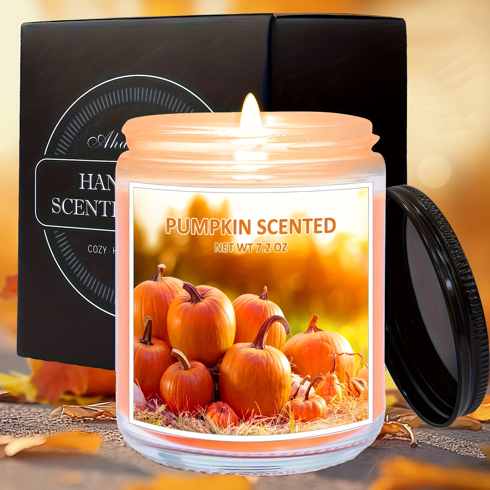 1pc Cinnamon/Apple Pumpkin/Vanilla/Sandalwood Scented Candle, 7.2oz Jar ...