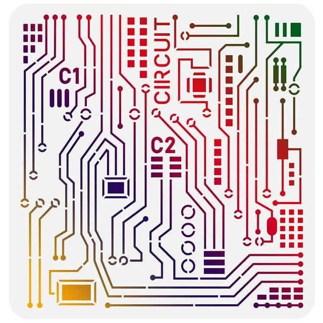 1pc Circuit Board Stencil 30x30cm Reusable Mixed Media Stencils for ...