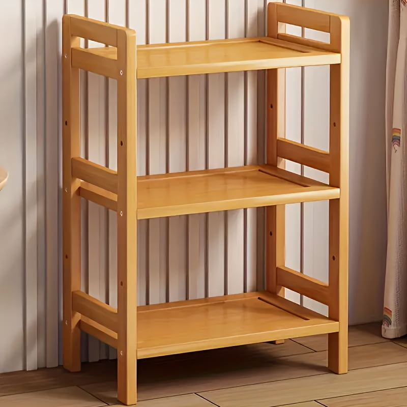 1pc Classic 3-Tier Bamboo Storage Shelf - Adjustable Shelves ...