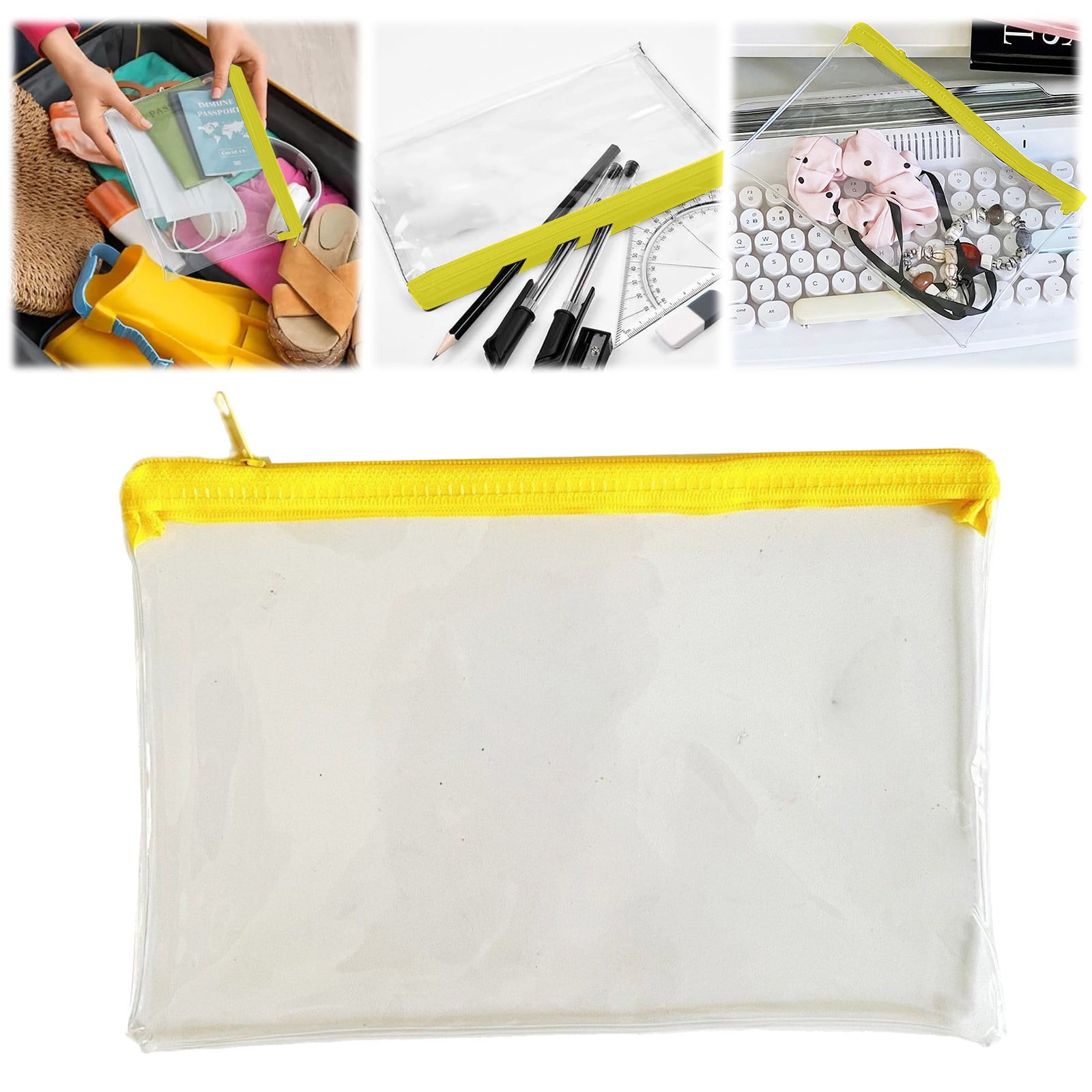1pc Clear PVC Zipper Bag, Portable Pencil Case for Exam, Transparent ...