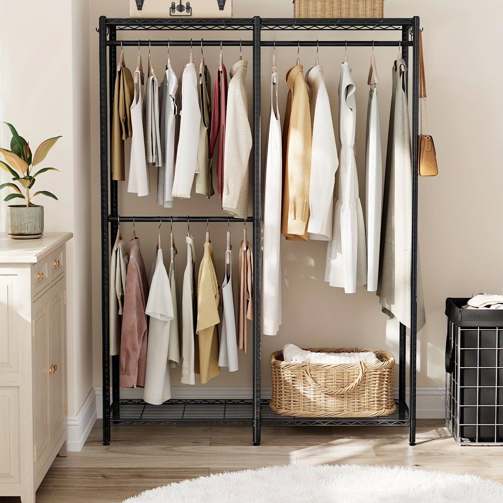 1pc Clothes Rack, Freestanding Wardrobe Closet, Metal Clothing Racks ...