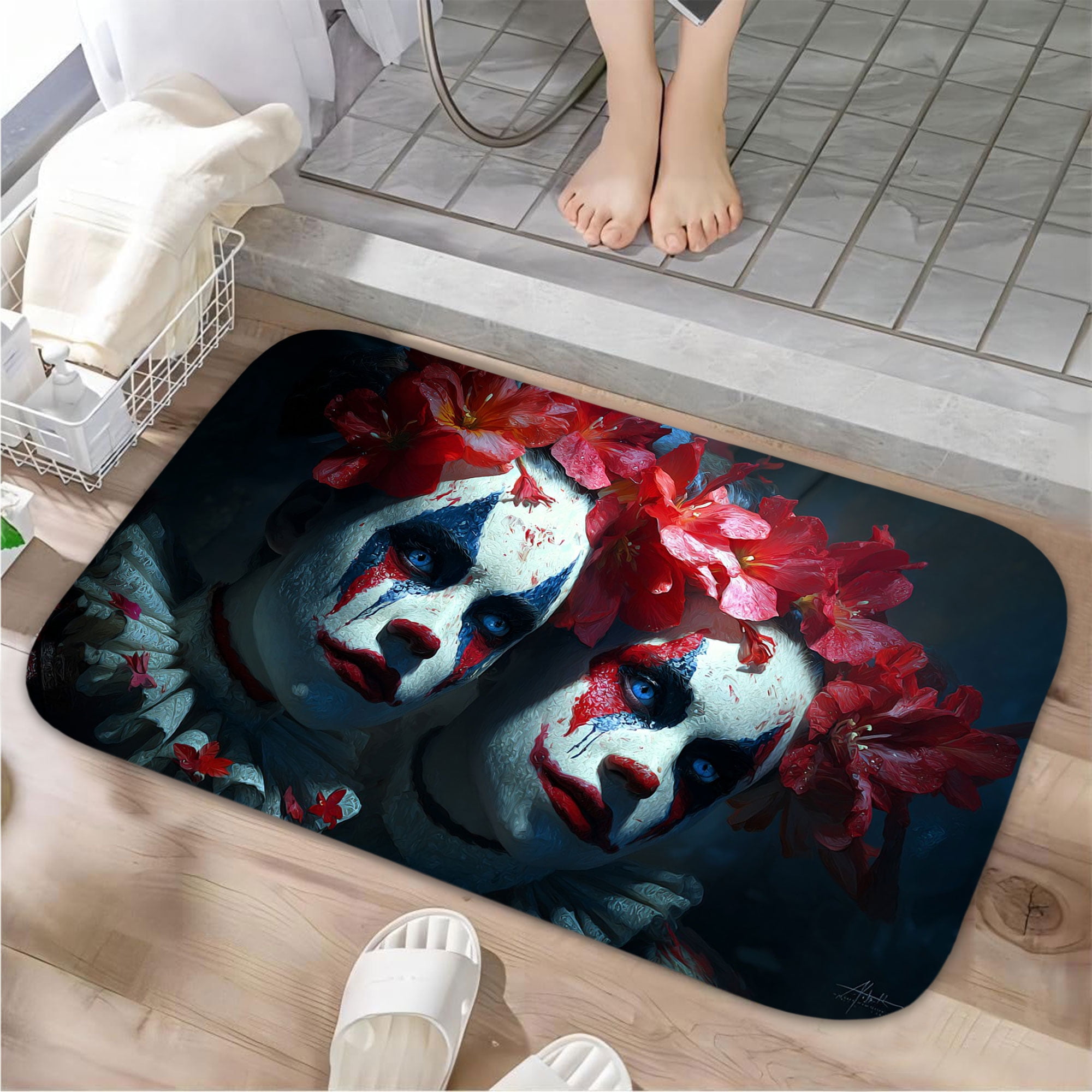 1pc Clown with Flower Crown Absorbent Non-Slip Bathroom Thickened ...