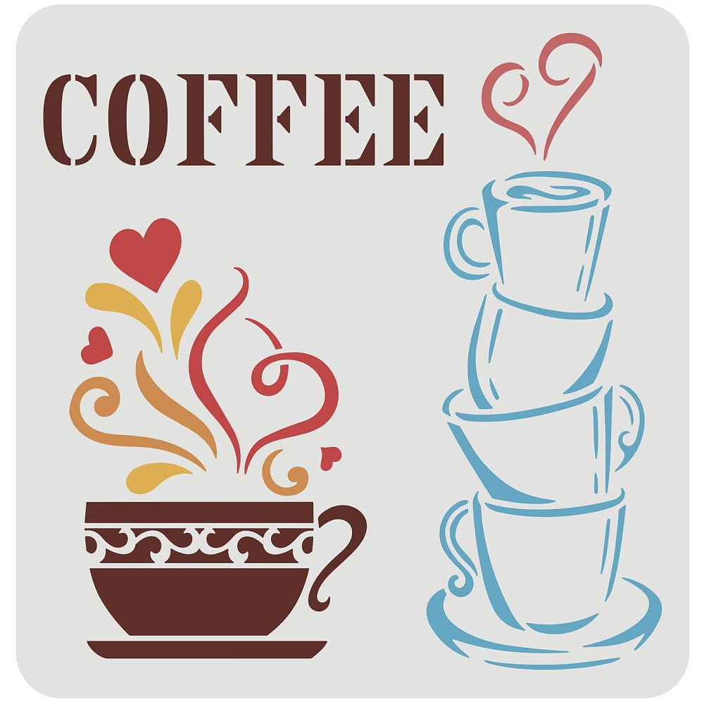1pc Coffee Cup Stencil 30x30cm Reusable Coffee Drawing Template PET ...