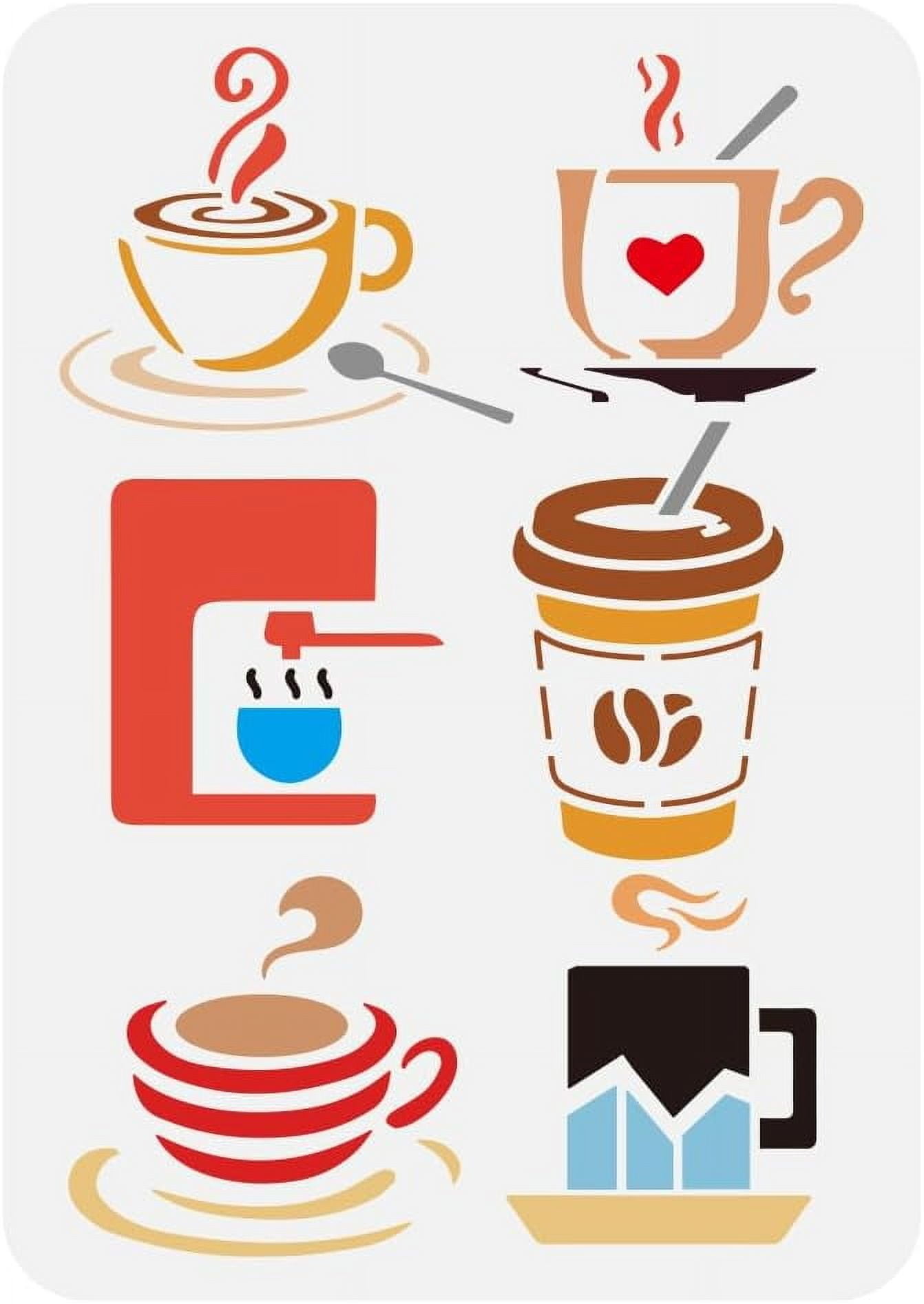 1pc Coffee Cup Stencil 8.3x11.7" Various Coffee Logos Painting Stencils ...