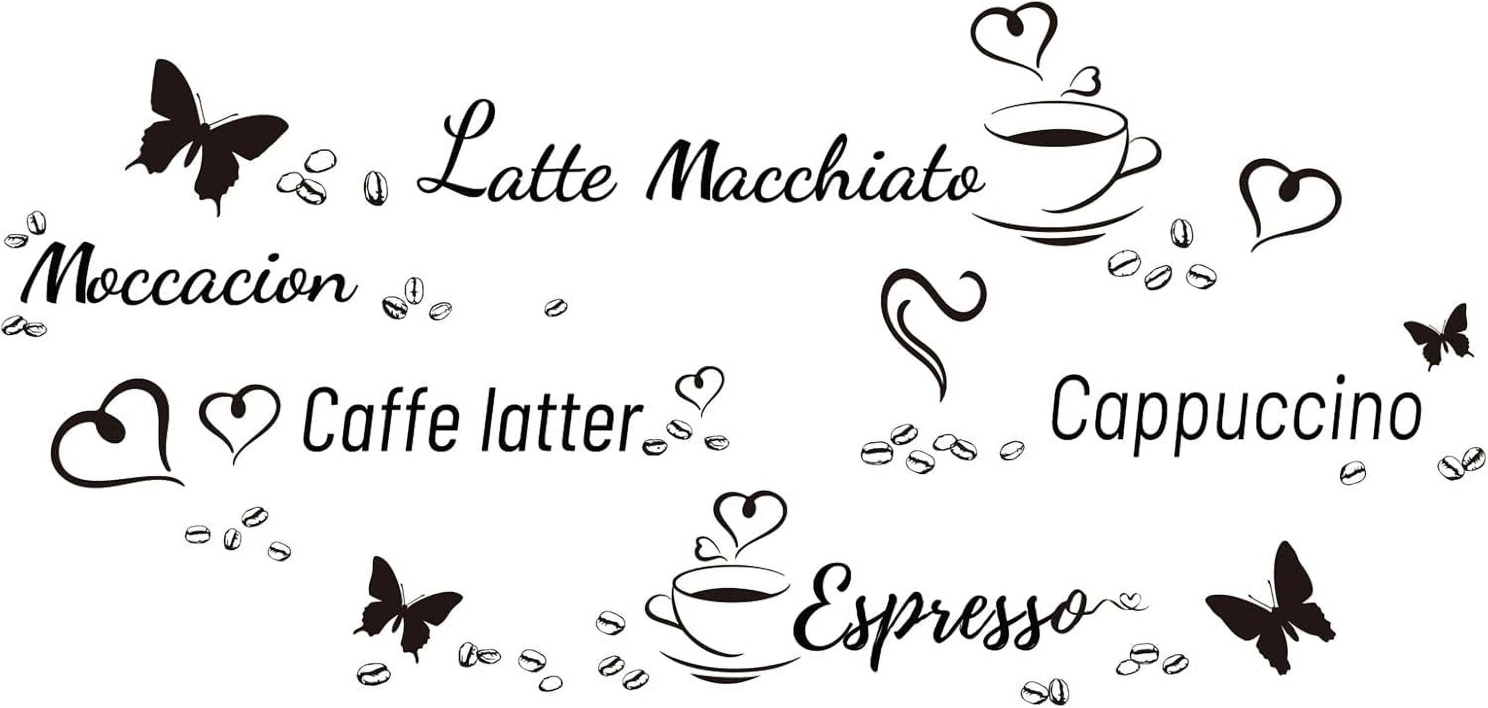 1pc Coffee Vinyl Wall Stickers Caffe Wall Art Sticker Butterfly Wall ...