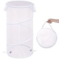 1pc Collapsible Laundry Basket with Lid, Fabric Mesh Pop Up Hamper with ...