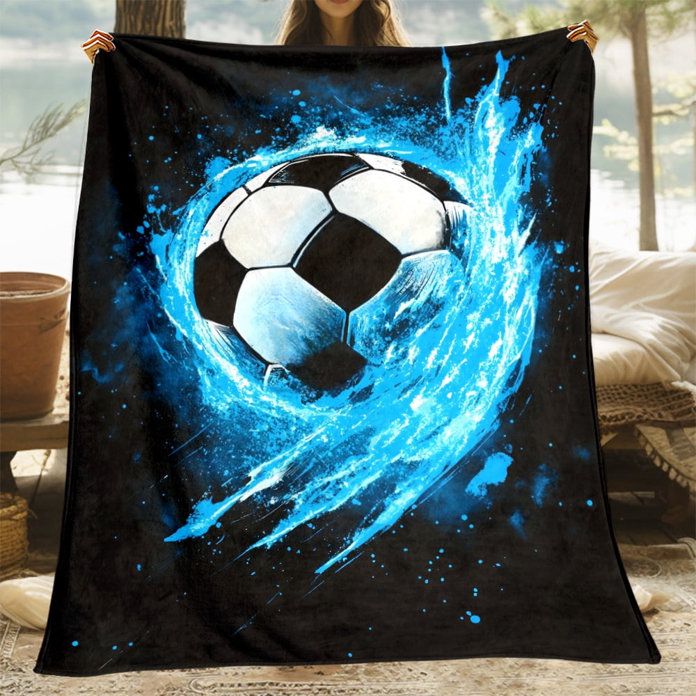 1pc College Style Anime Football Pattern Flannel Blanket Tear Resistant ...