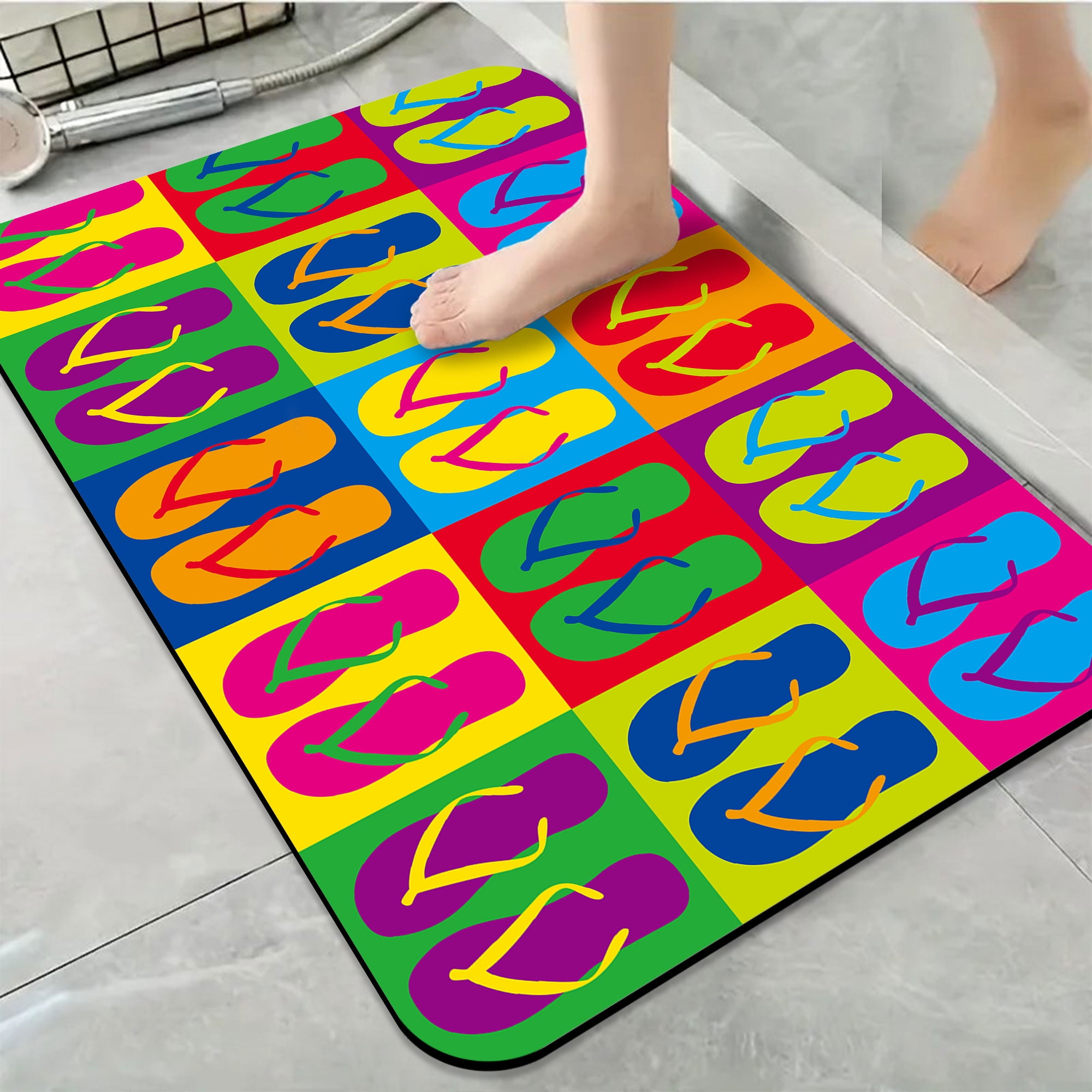 1pc Colorful Flip Flop Bathroom Rug Bathroom Decor and Accessories ...