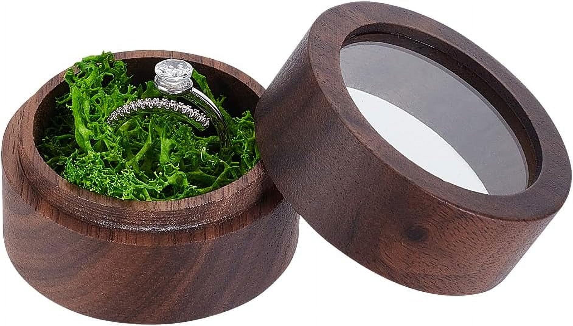 1pc Column Wood Finger Ring Box Clear Acrylic Window Jewelry Box for ...
