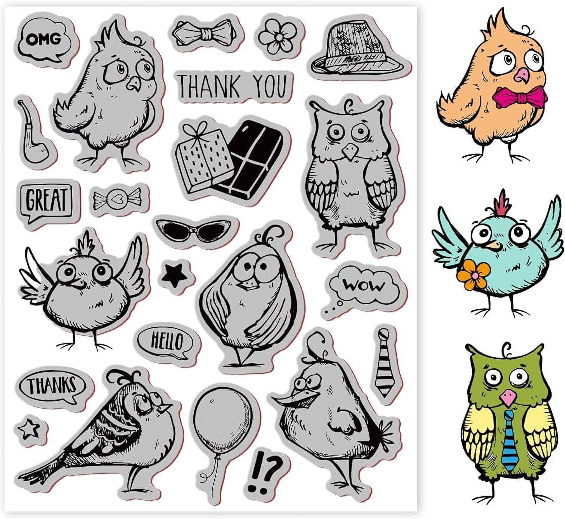 1pc Comic Bird Cling Rubber Stamp Comic Bird Cling Mount Stamp Script ...
