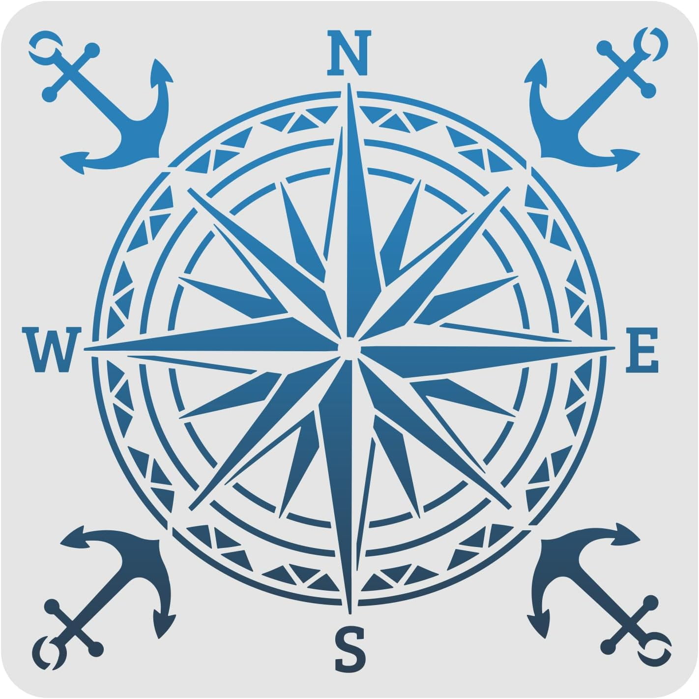 1pc Compass Stencils Template 11.8x11.8inch Plastic Compass Drawing ...