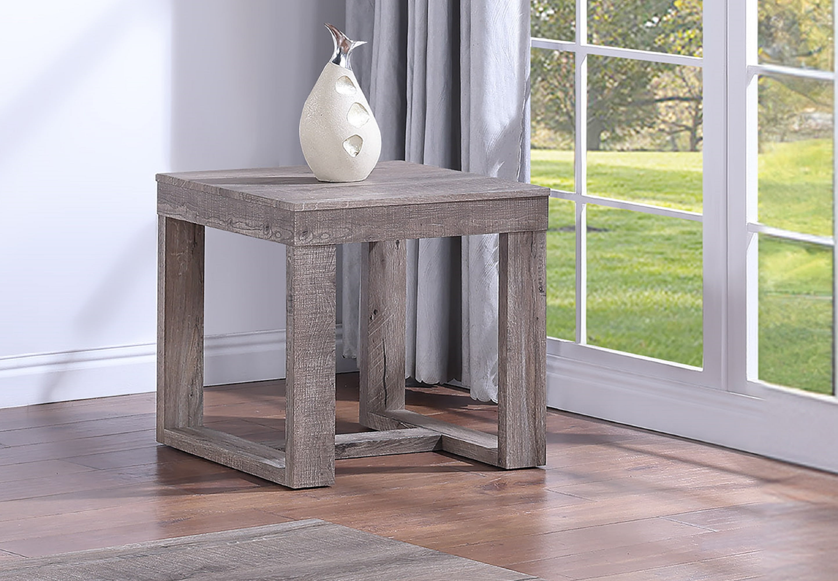 1pc Contemporary End Table Rustic Brown Gray Tan Finish Living Room ...