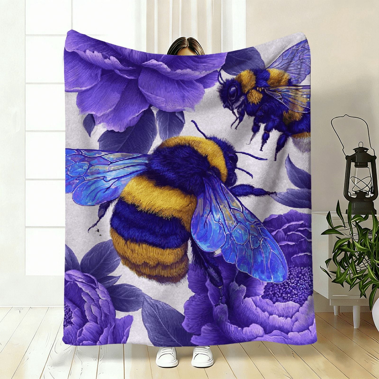 1pc, Contemporary Quilted Flannel Blanket, Polyester , Digital Print ...