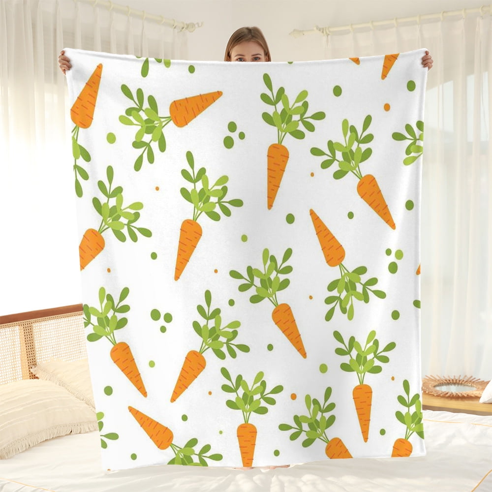1pc Contemporary Style Easter Bunny Carrot Flannel Fleece Blanket ...