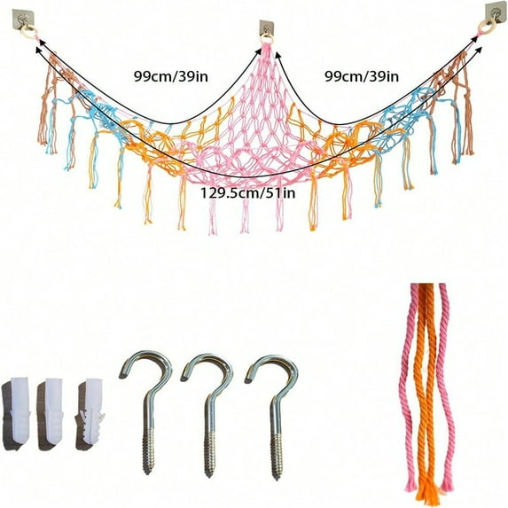 1pc Cotton Rope Storage Net Kids Room Hanging Toy Hammock Organizer ...