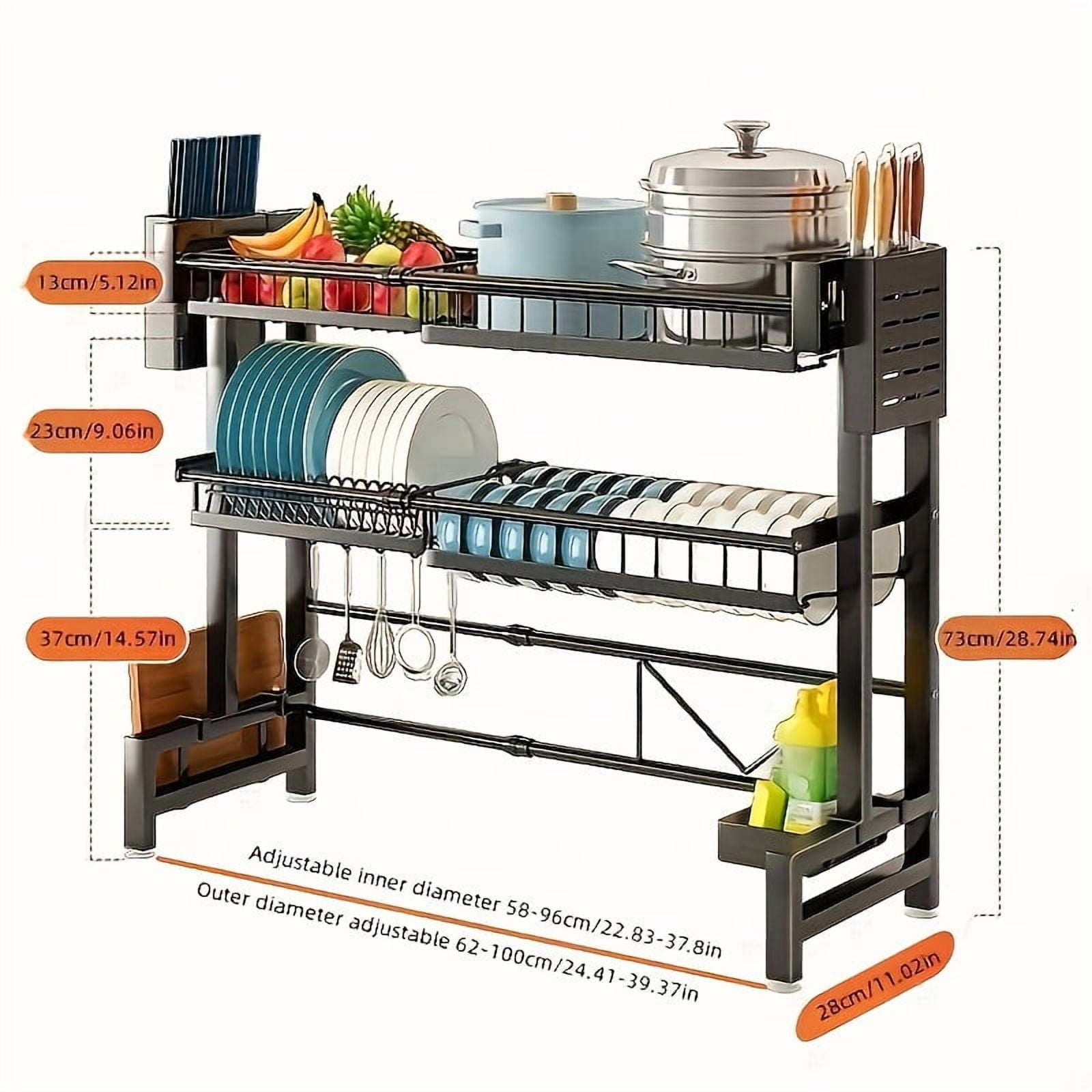 1pc Countertop Dish Storage Drainage Rack Expandable Kitchen Sink Shelf ...