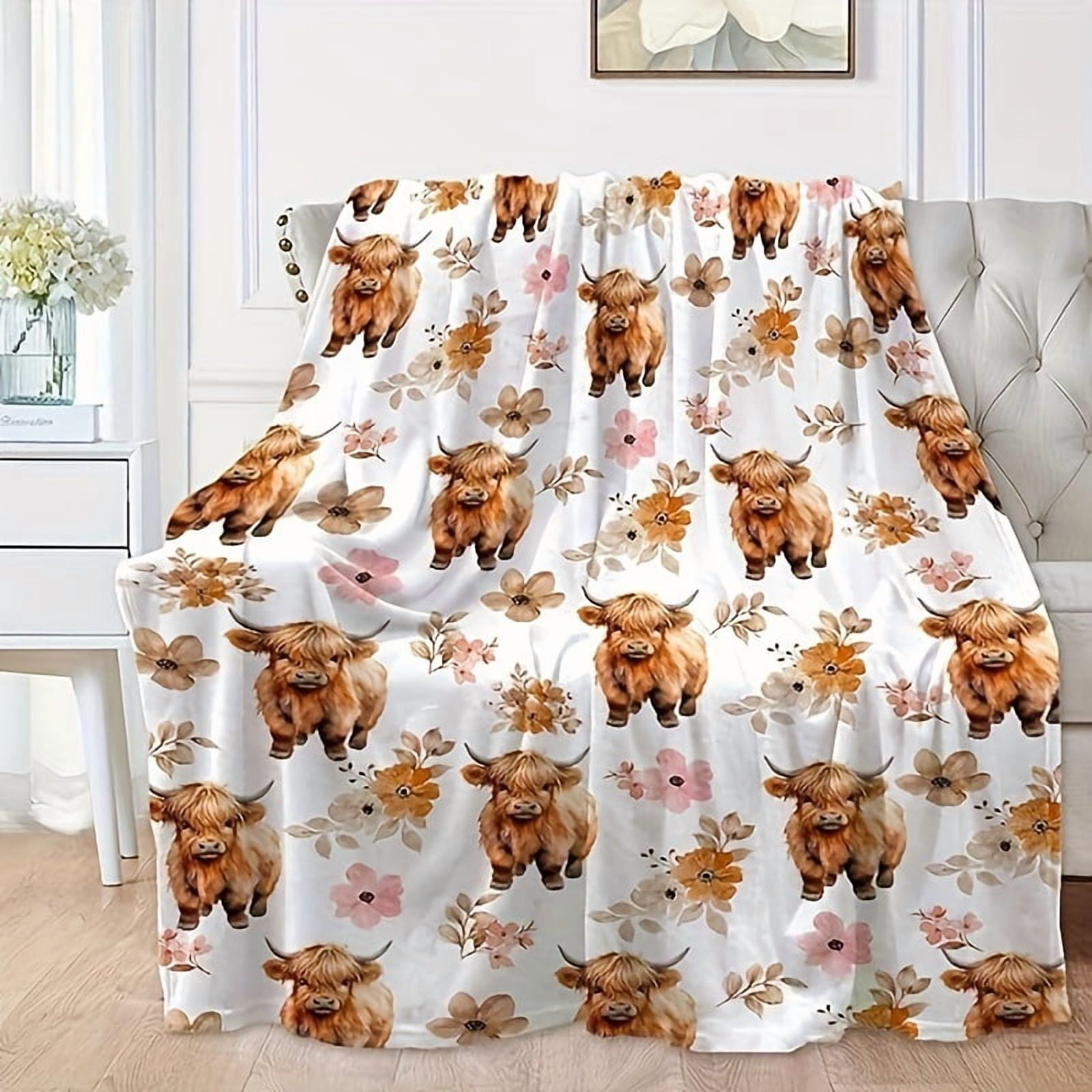 1pc Cow Fur Blanket, Highland Cow Cover, Fluffy Comfortable Soft ...