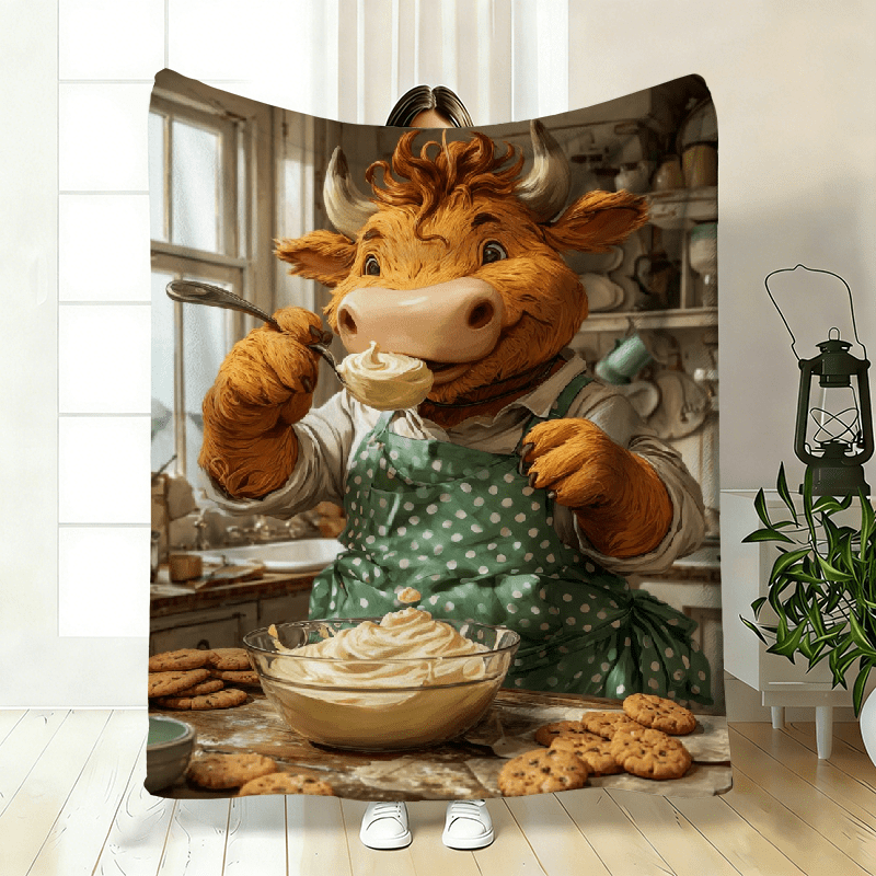1pc a Cow-Themed Baking Cookies Blanket with High-Definition Print ...