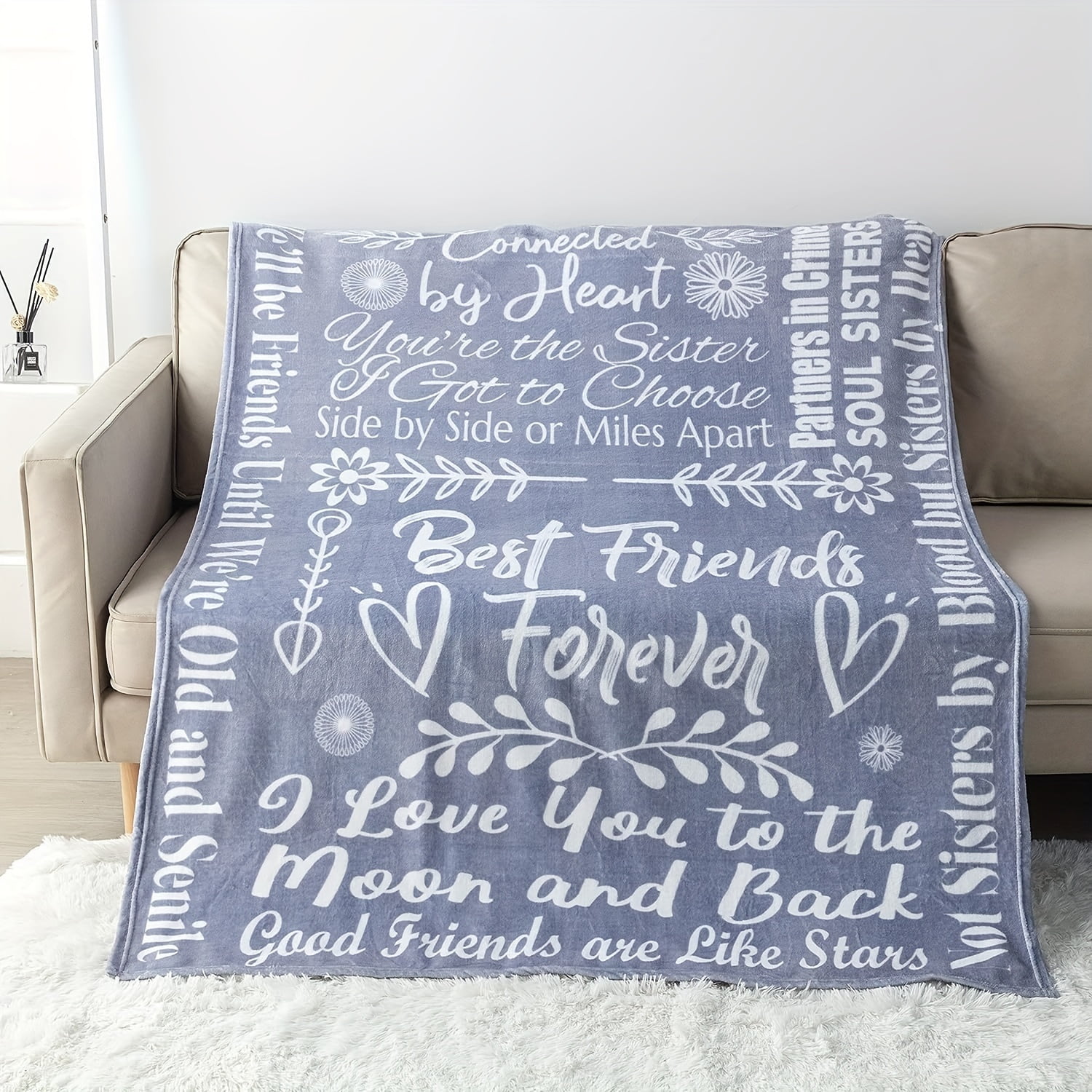 1pc Cozy Best Friend Forever Flannel Blanket - Soft, Warm, Digital ...