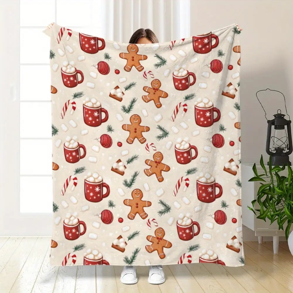 1pc Cozy Christmas Flannel Fleece Throw Blanket - Contemporary Style ...