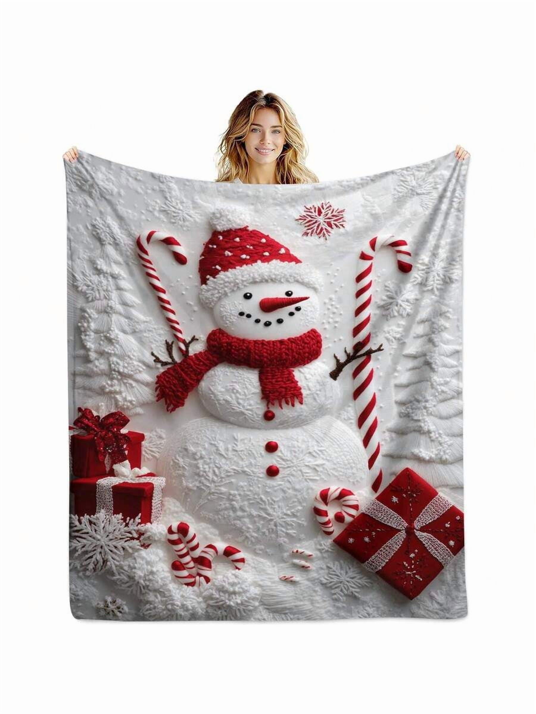 1pc Cozy Christmas Snowman Flannel Blanket - Contemporary Style ...