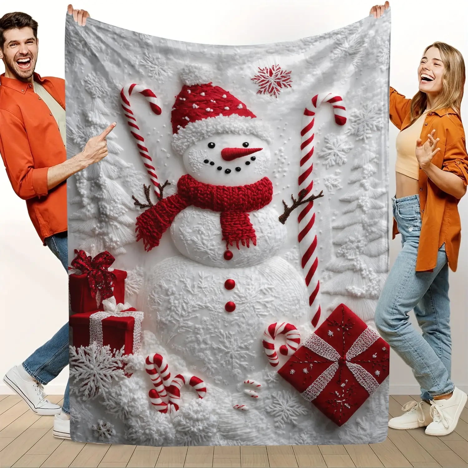 1pc Cozy Christmas Snowman Flannel Blanket - Contemporary Style ...