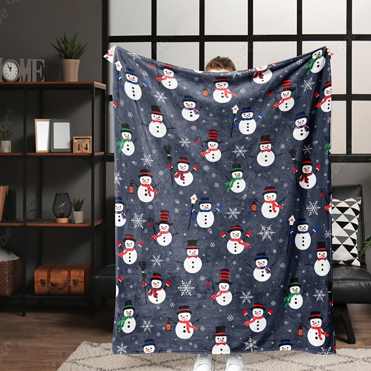 1pc Cozy Christmas Snowman Flannel Blanket - Super Soft, Warm Plush ...
