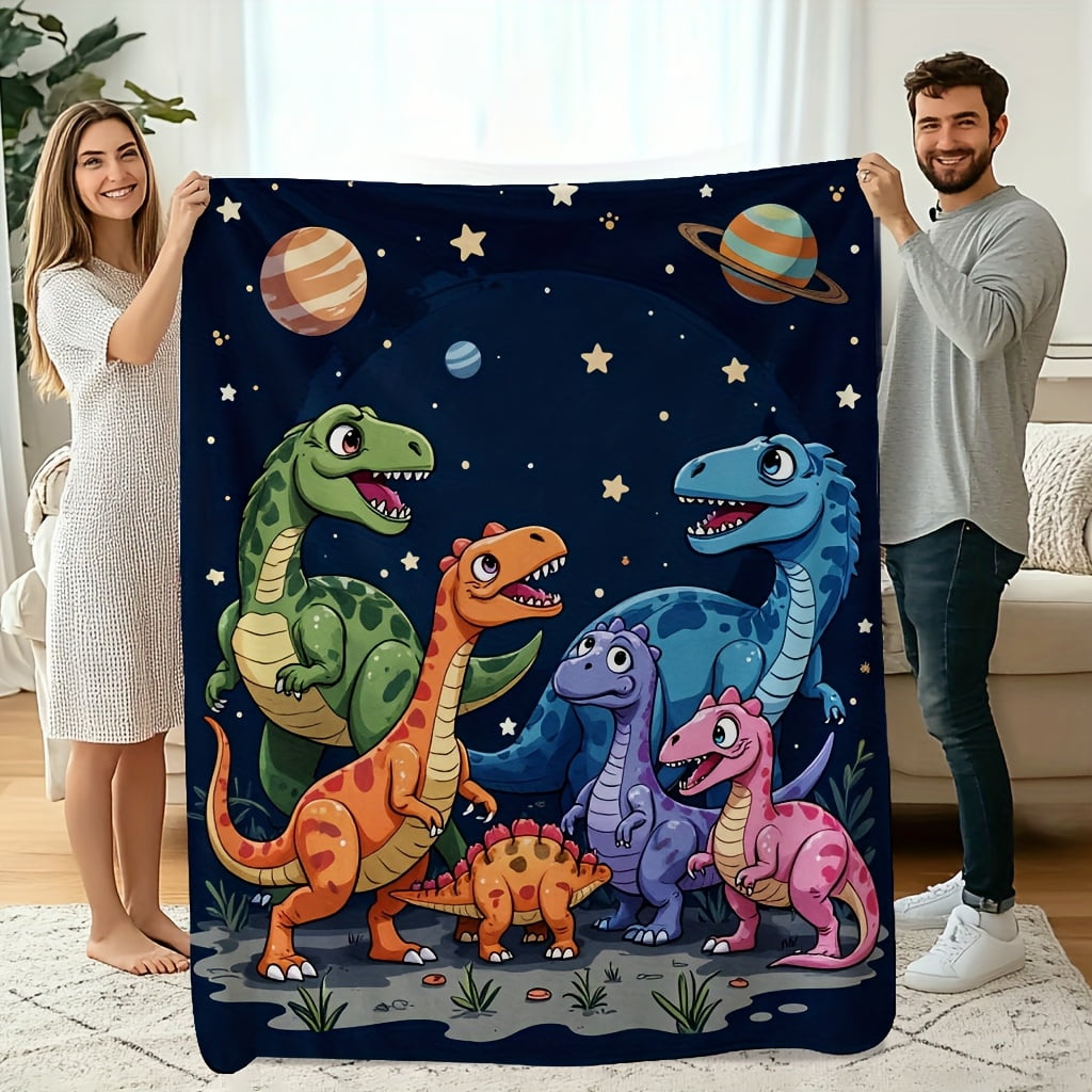 1pc Cozy Dinosaur Festival Plush Throw Blanket - Soft Flannel Fleece ...