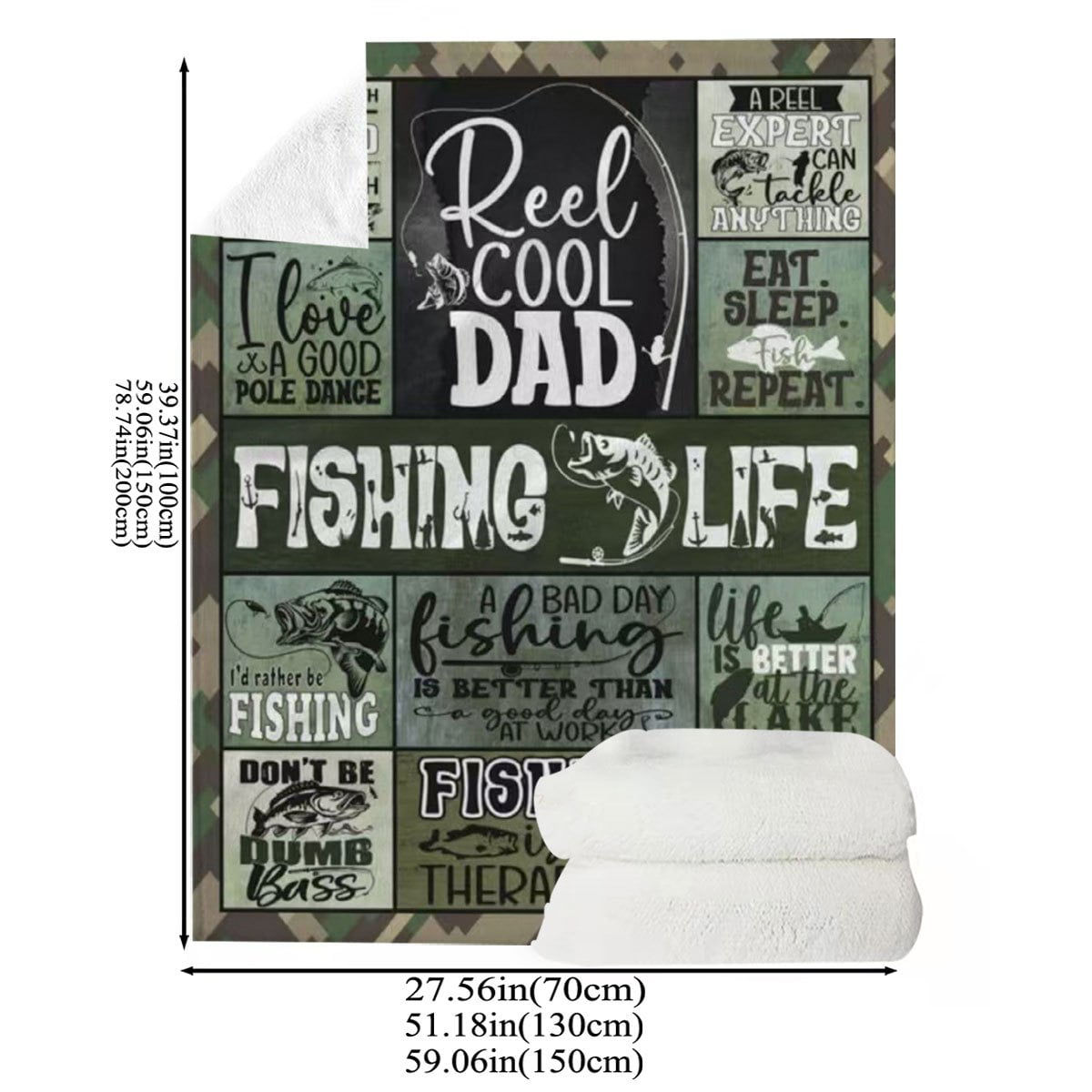 1pc Cozy Flannel Fleece Throw Blanket for Dad, Reel Cool Dad Fishing ...
