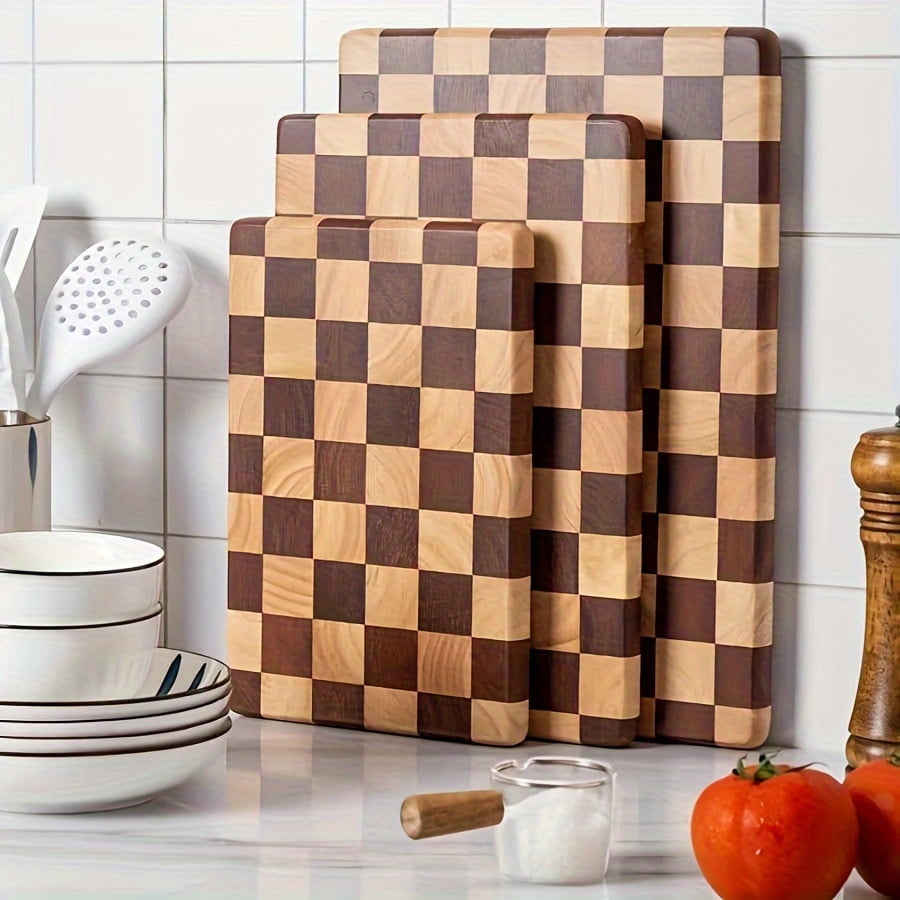 1pc Creative Checkerboard Cutting Board - Solid Wood Mosaic Design for ...