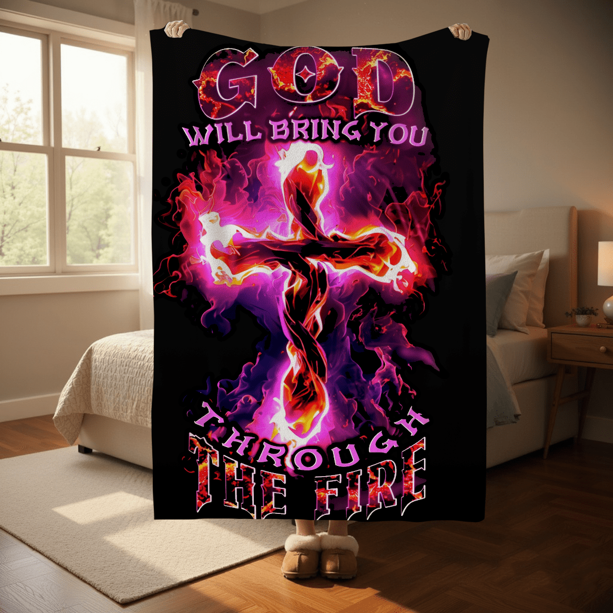 1pc Cross Religious Blanket - Soft Lightweight Flannel Throw with GOD ...