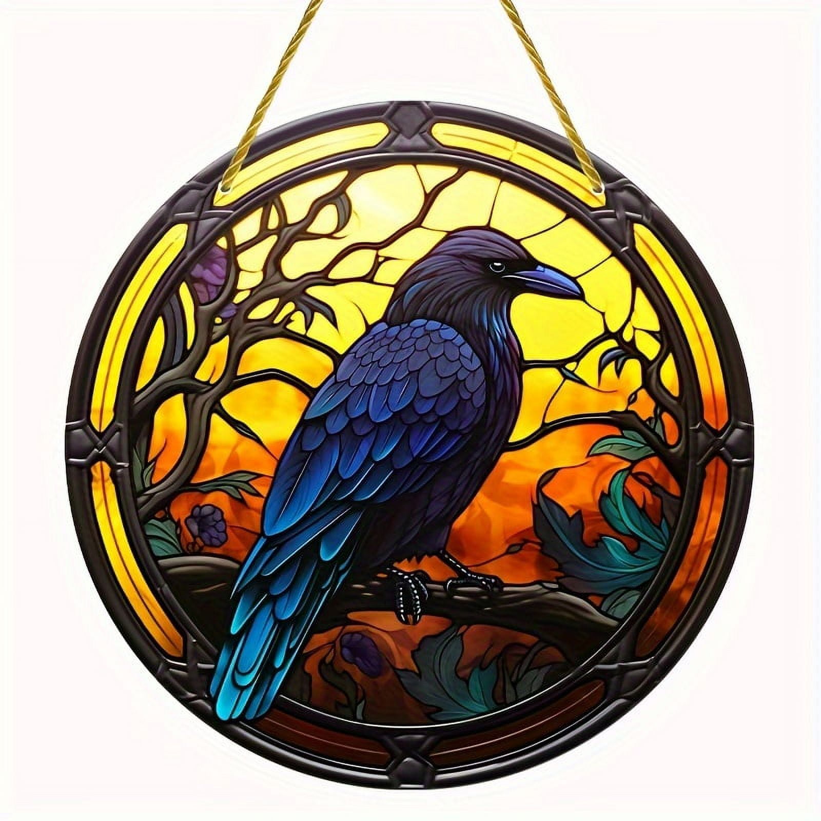 1pc, Crow Sun Catchers, stained Glass Window Hangings, Window Hanging ...