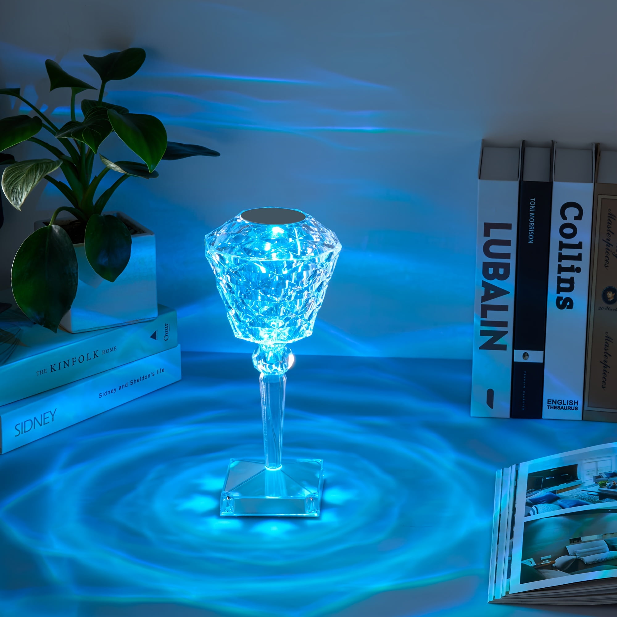 1pc Crystal Rose Table Lamp With RGB Color Changing LED, Diamond Touch ...