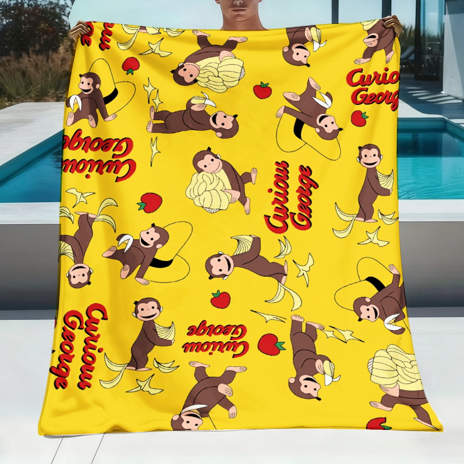 1pc Curious George Flannel Blanket 280GSM Ultra-Soft Plush Throw ...